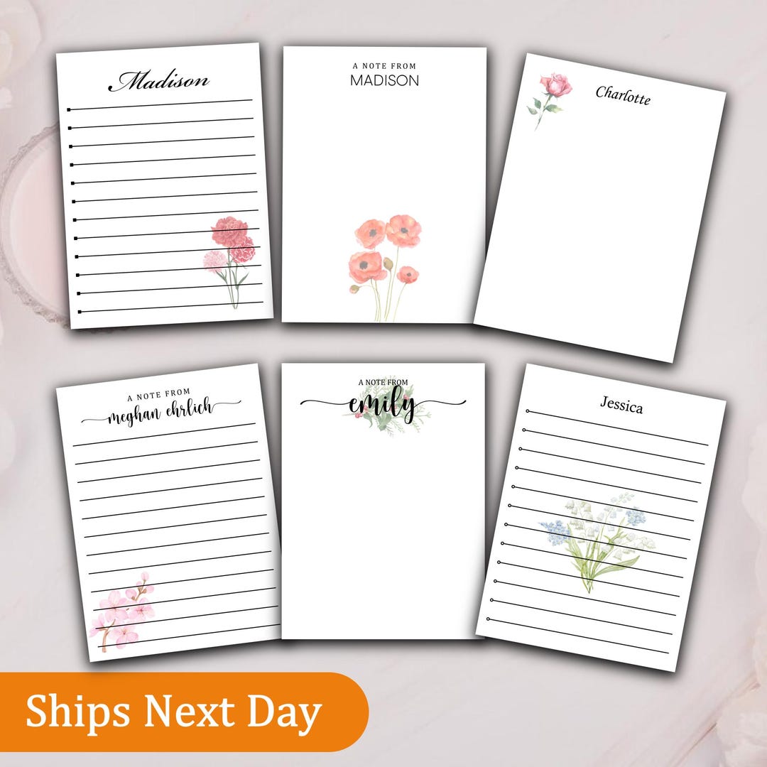 Personalized Birth Flower Monogram Name Notepad, Birth Flower Notepad ...