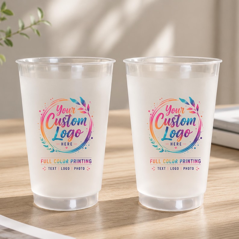 Custom Logo Frosted Cups Personalized Business Event Drinkware Full ...