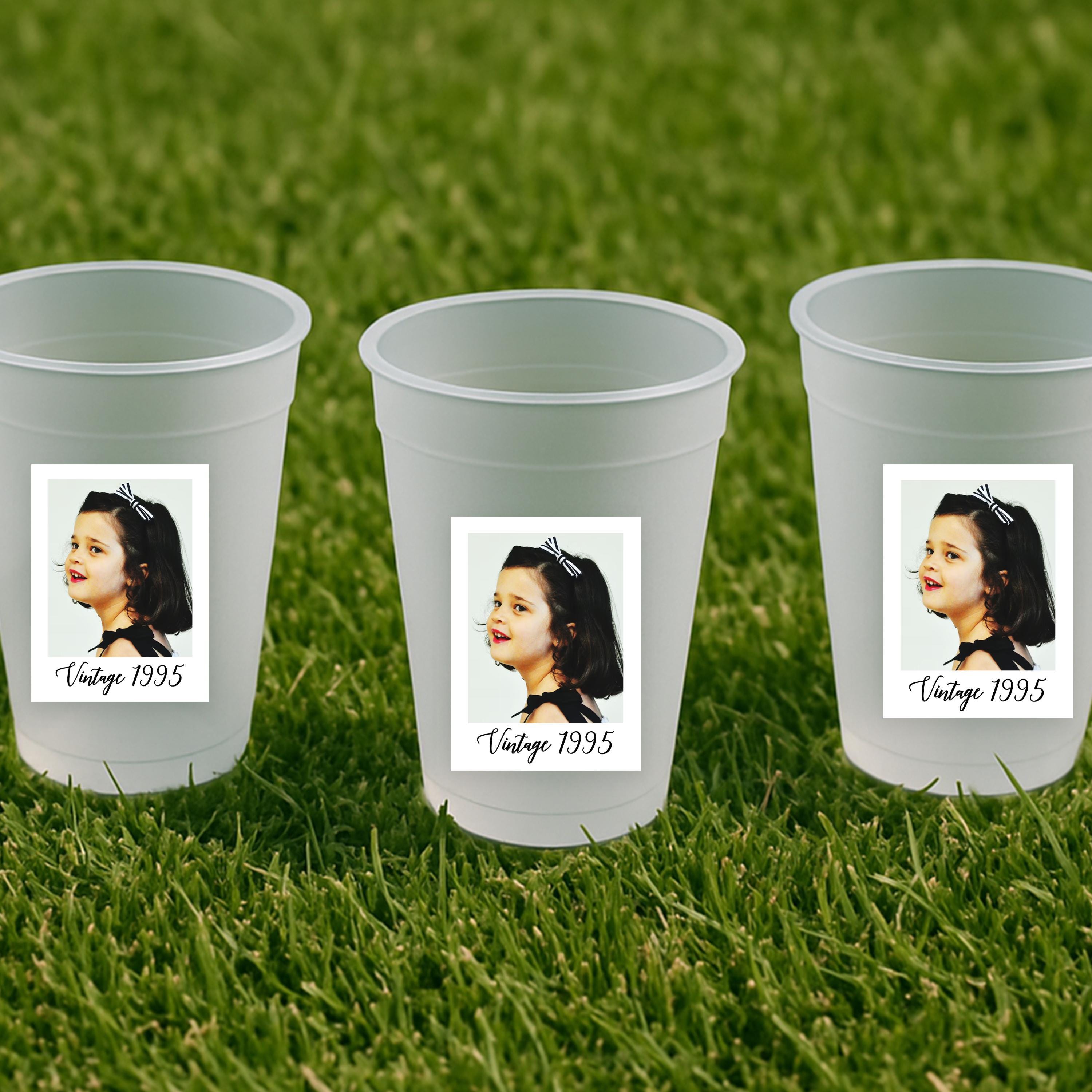 Custom Face Party Cups, Personalized Frosted Cups for Birthday, Vintage ...