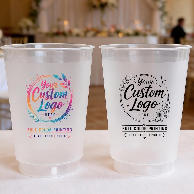 Custom Logo Frosted Cups Personalized Business Event Drinkware Full ...