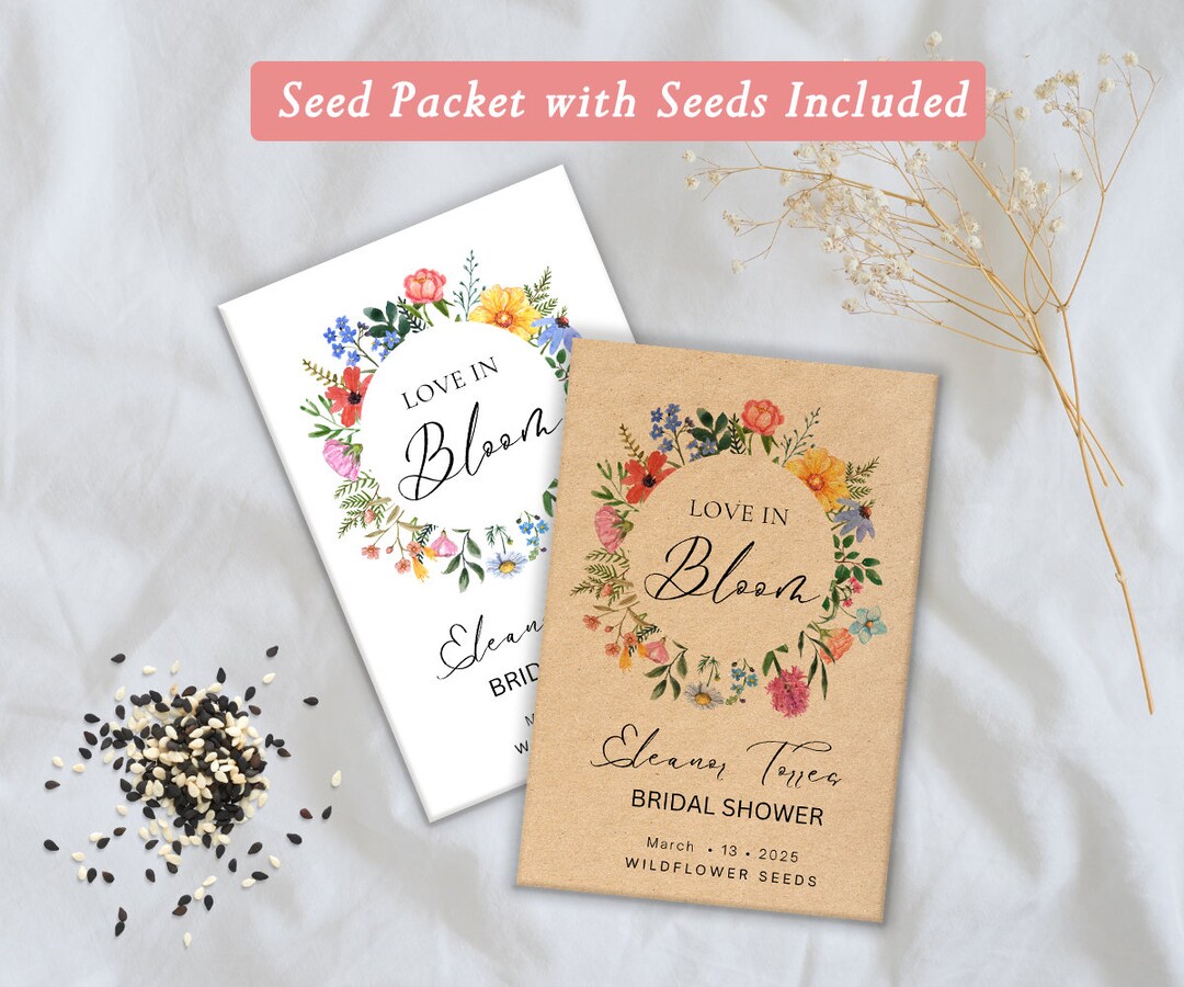 Custom Bridal Shower Seed Packet, Seed Packets Wedding Favors, Seed ...