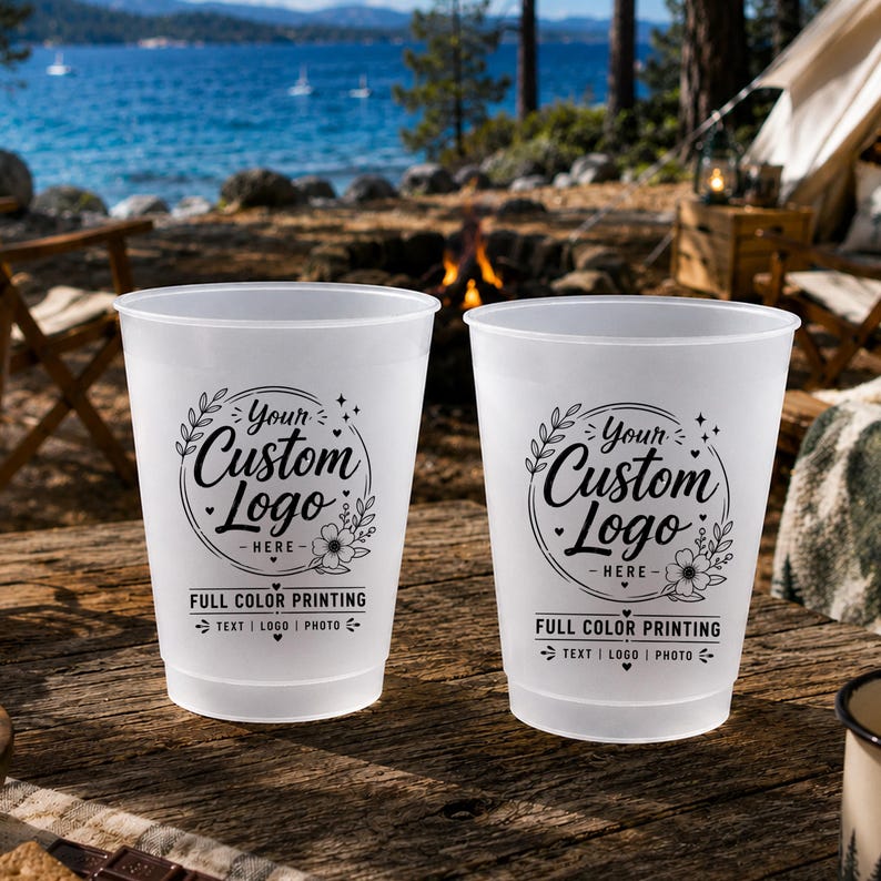 Custom Logo Frosted Cups Personalized Business Event Drinkware Full ...