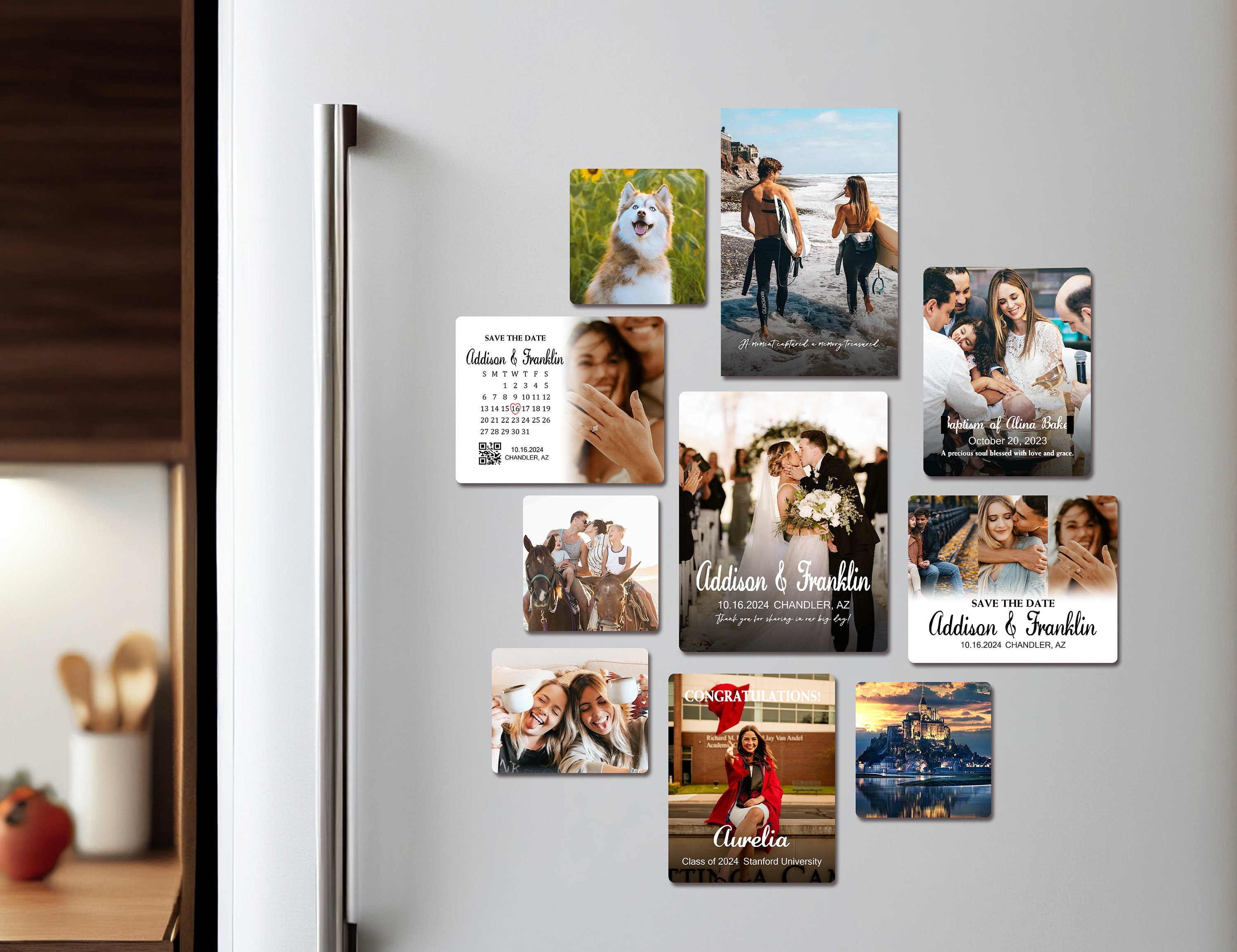 Personalized Photo Magnets Save the Date/three Photos Save the Date ...