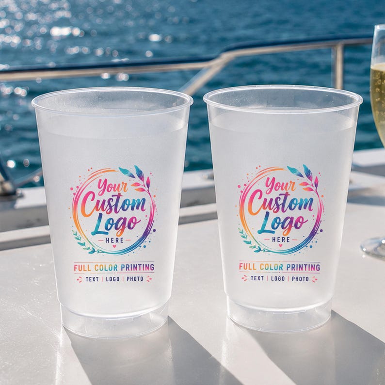 Custom Logo Frosted Cups Personalized Business Event Drinkware Full ...