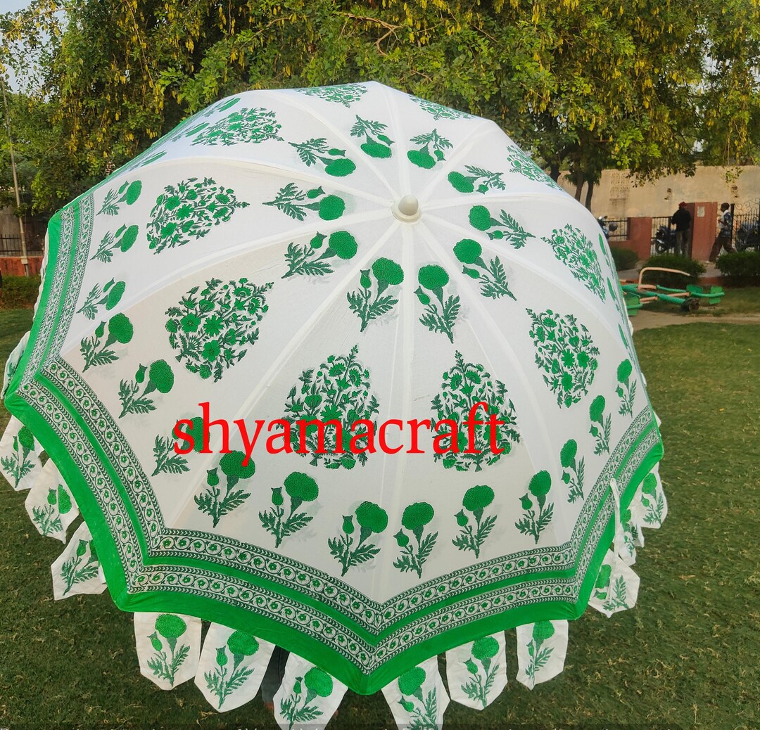 Hand Block Print Cotton Garden Umbrella: Bohemian Patio Sun Shade - Etsy
