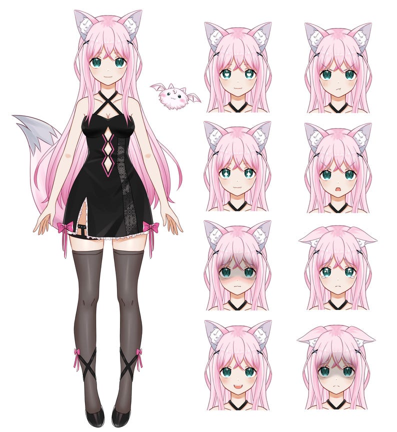 Wolf Vtuber Model | Adoptable | Rigged 2D Avatar + Art | 10 Emotes ...