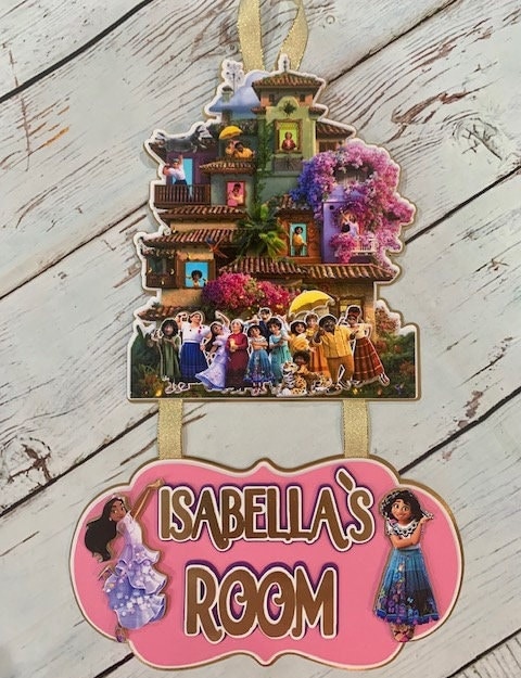 Girls' Door Sign, Room Door Sign, Encanto Theme Door Sign, Personalized ...