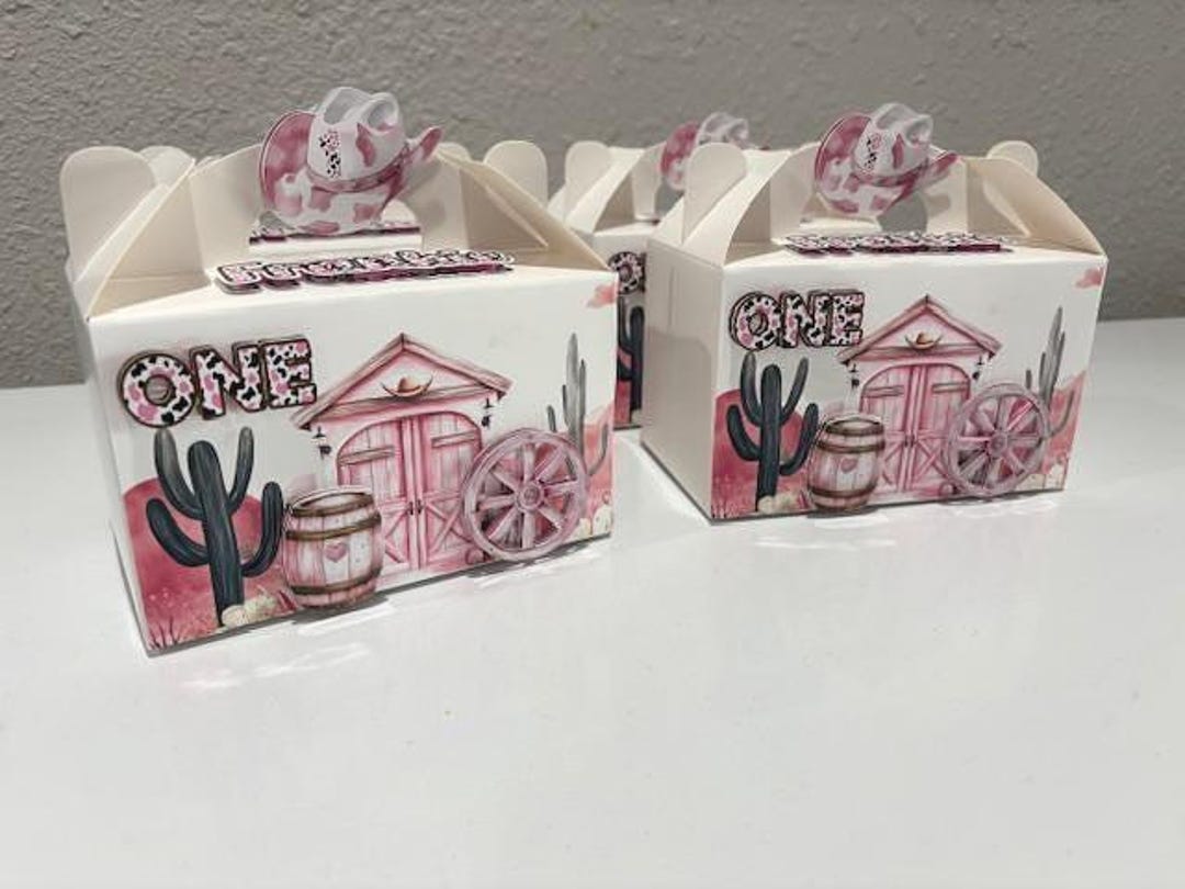 Rodeo Birthday Party Boxes, Favor Boxes, Pink Farm Party Boxes, Farm ...