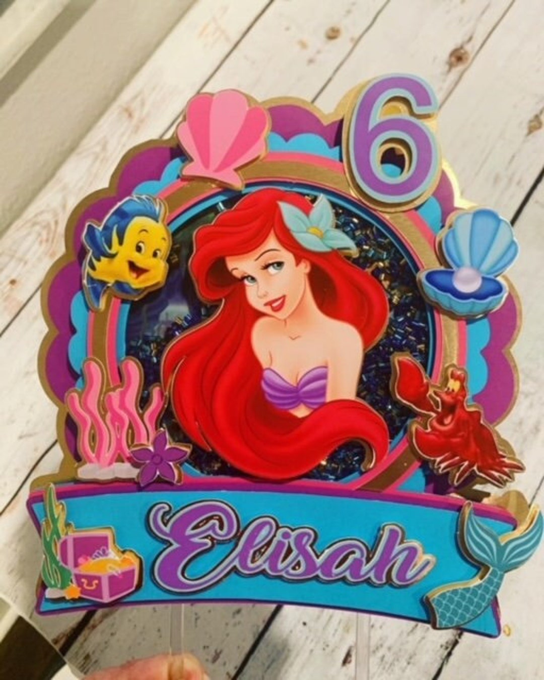 Little Mermaid Cake Topper, Shaker Cake Topper, Princess Cake Topper ...