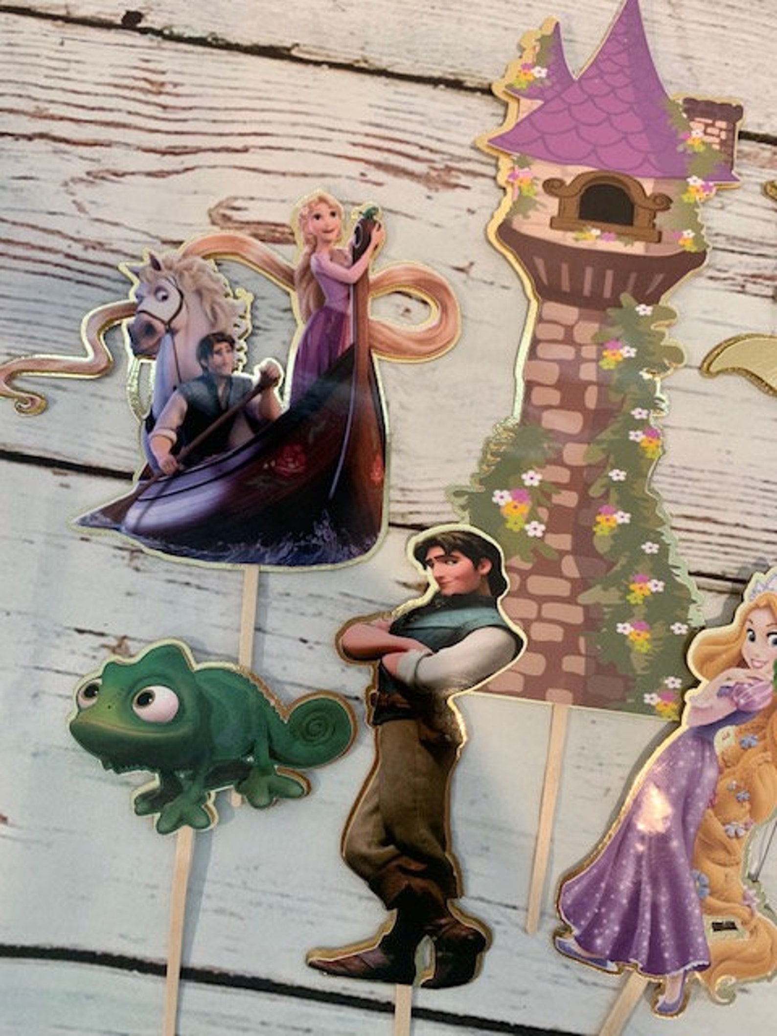Simple Rapunzel Cake Topper Set, Princess Simple Cake Topper Set ...