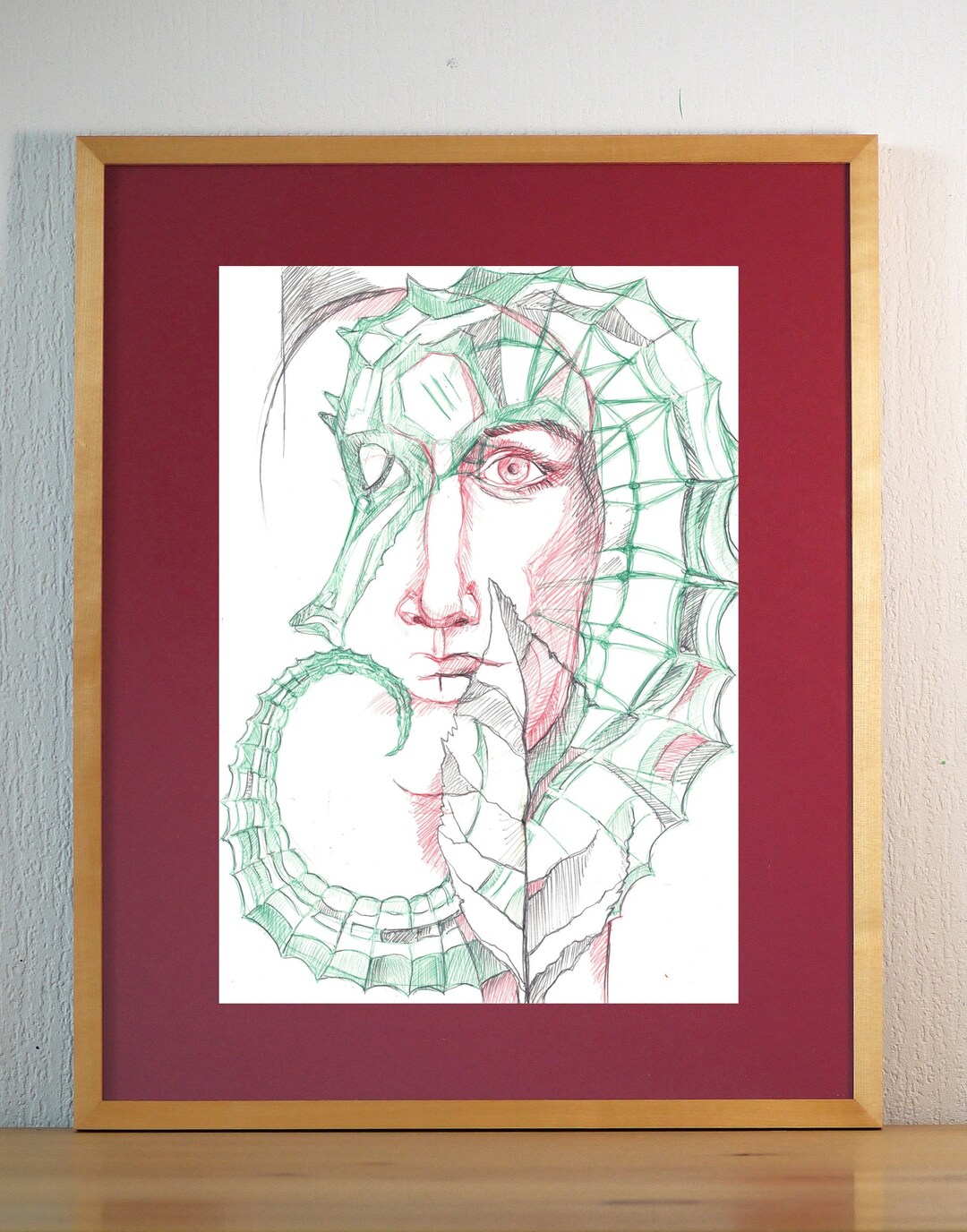Original Drawing: Faces of Woman and Seahorse Interwoven - Etsy