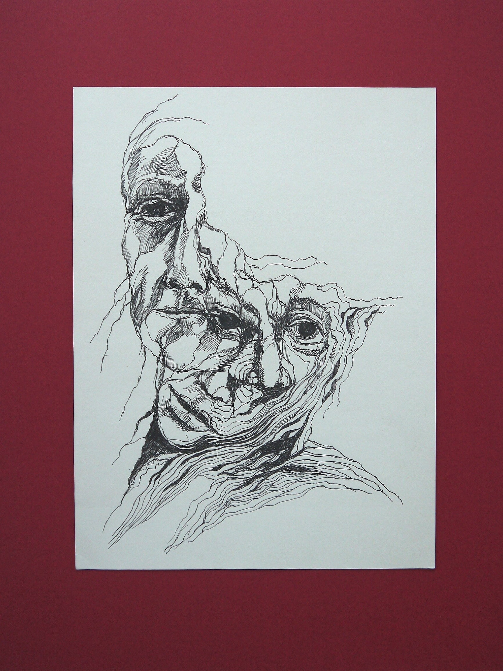Original Graphic Ink Drawing: Faces of People Interwoven - Etsy