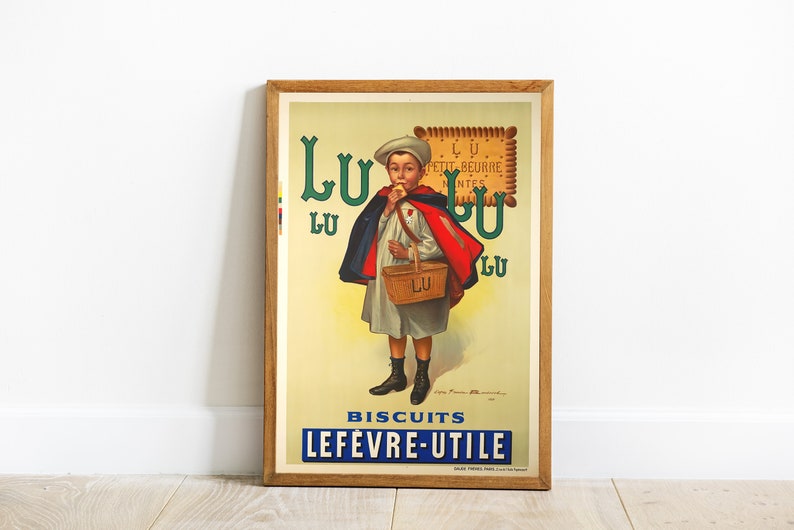 Lulu Biscuits Vintage French Advertising Poster, Printable Wall Art ...