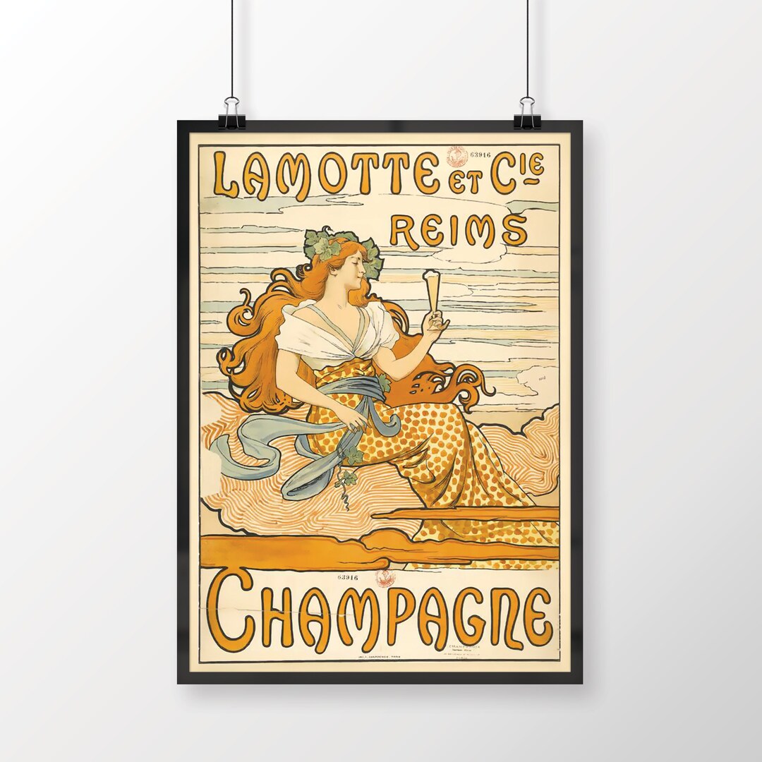 Champagne Food&drink Vintage Poster, Printable Wall Art, Alcohol ...