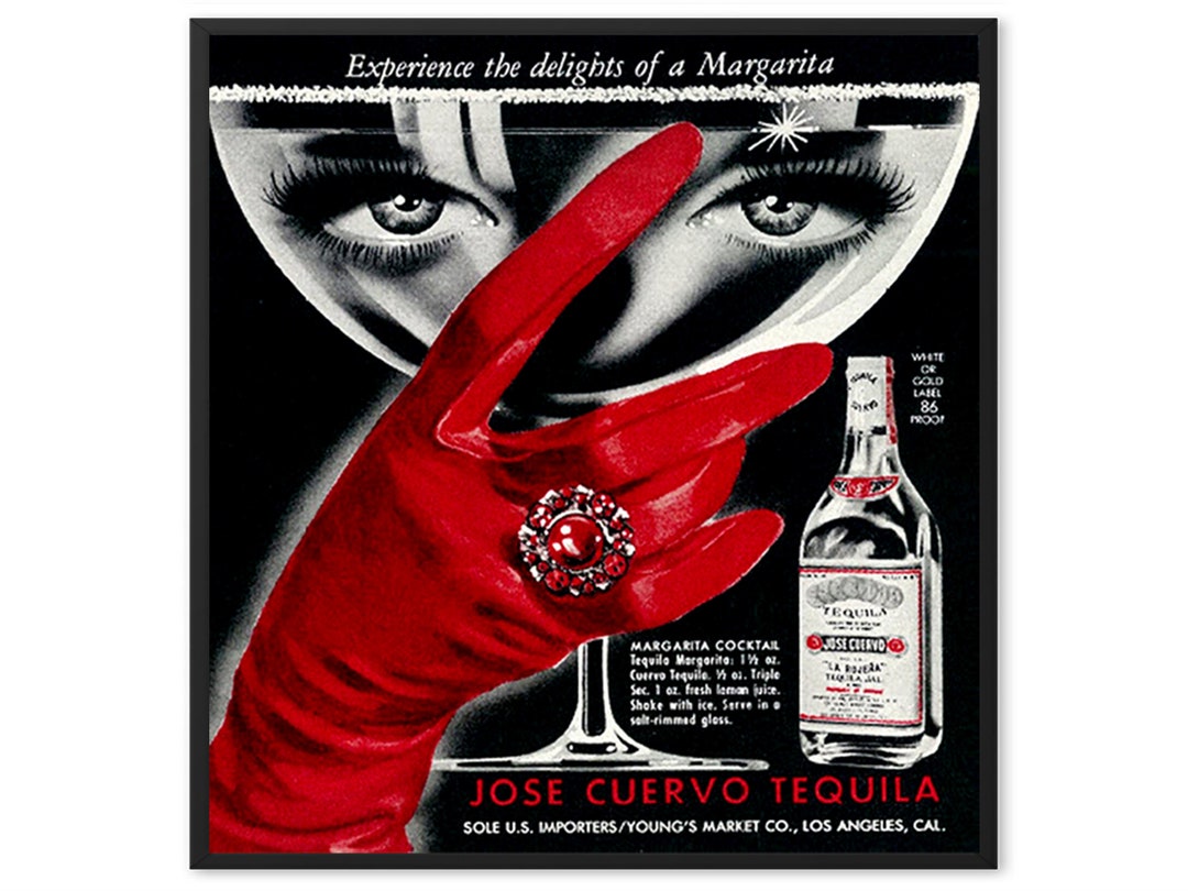 Vintage Jose Cuervo Tequila, Bar Trolley Art, Advertising Showcard ...