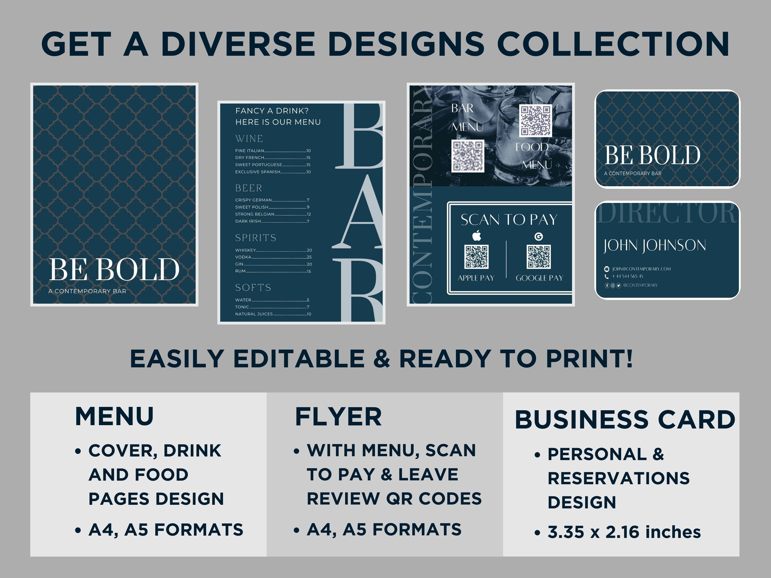 Restaurant Menu Template Cover Food Menu Canva Menu Card - Etsy