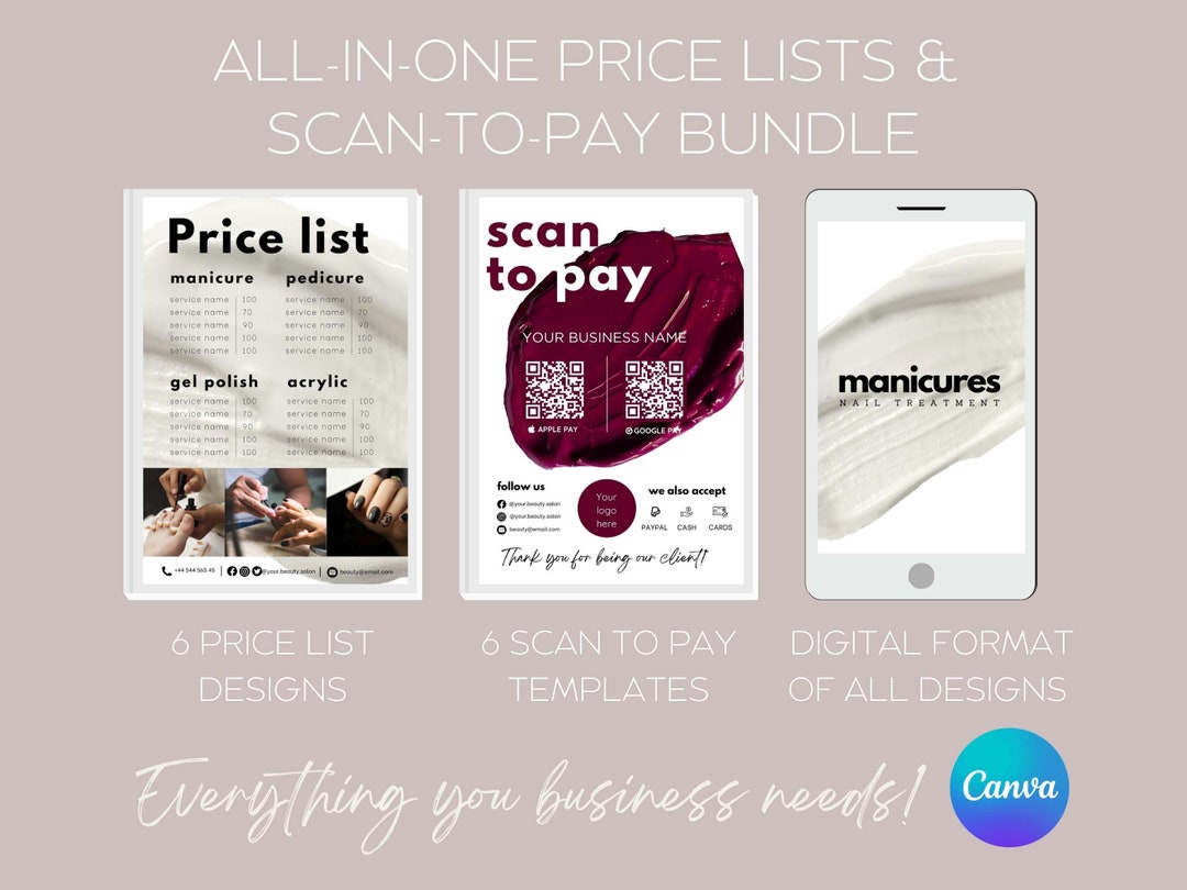 Menu Cover, Scan to Pay Printable, Flyer Template Business, Hairstylist ...