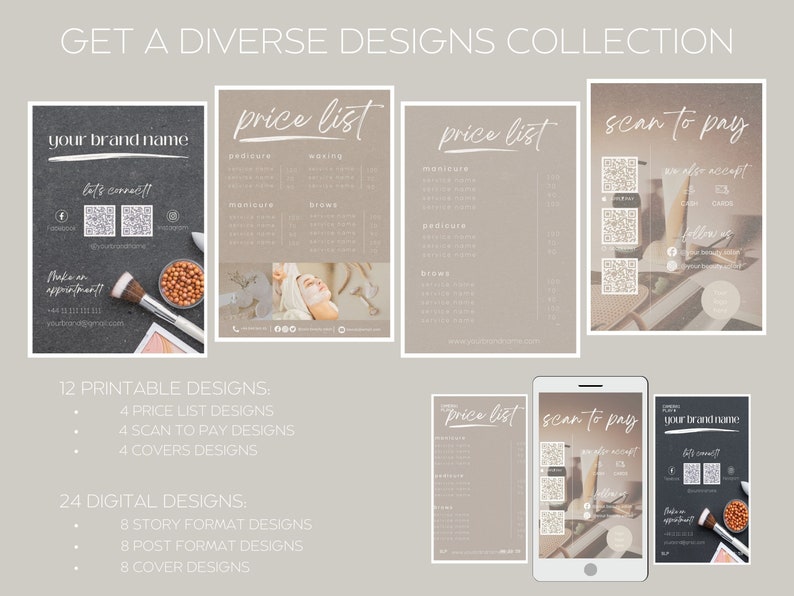 Price List and Scan to Pay, QR Code Template, Spa Menu Card, Beauty ...