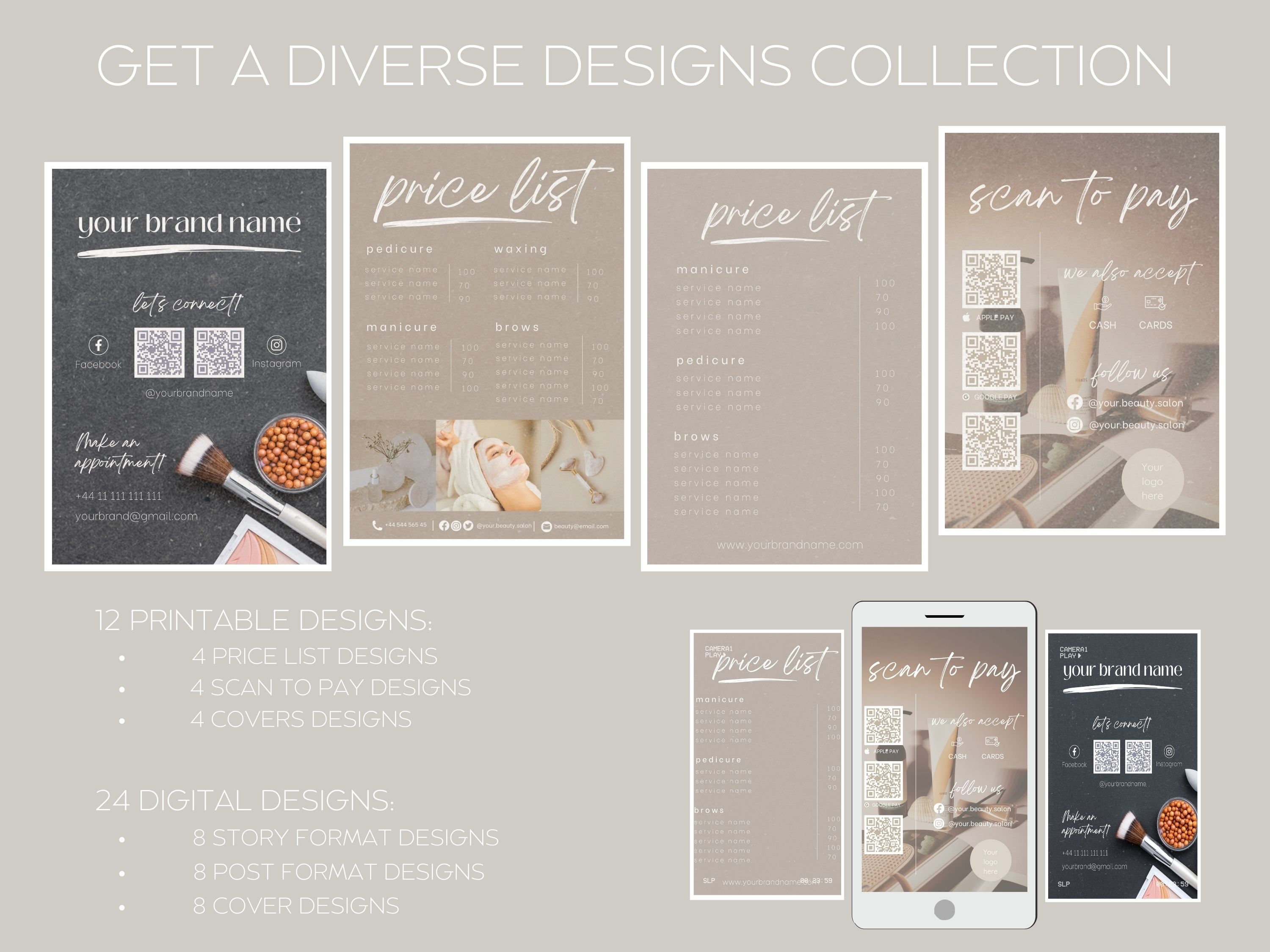 Price List and Scan to Pay, QR Code Template, Spa Menu Card, Beauty ...