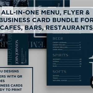 Restaurant Menu Template Cover Food Menu Canva Menu Card - Etsy