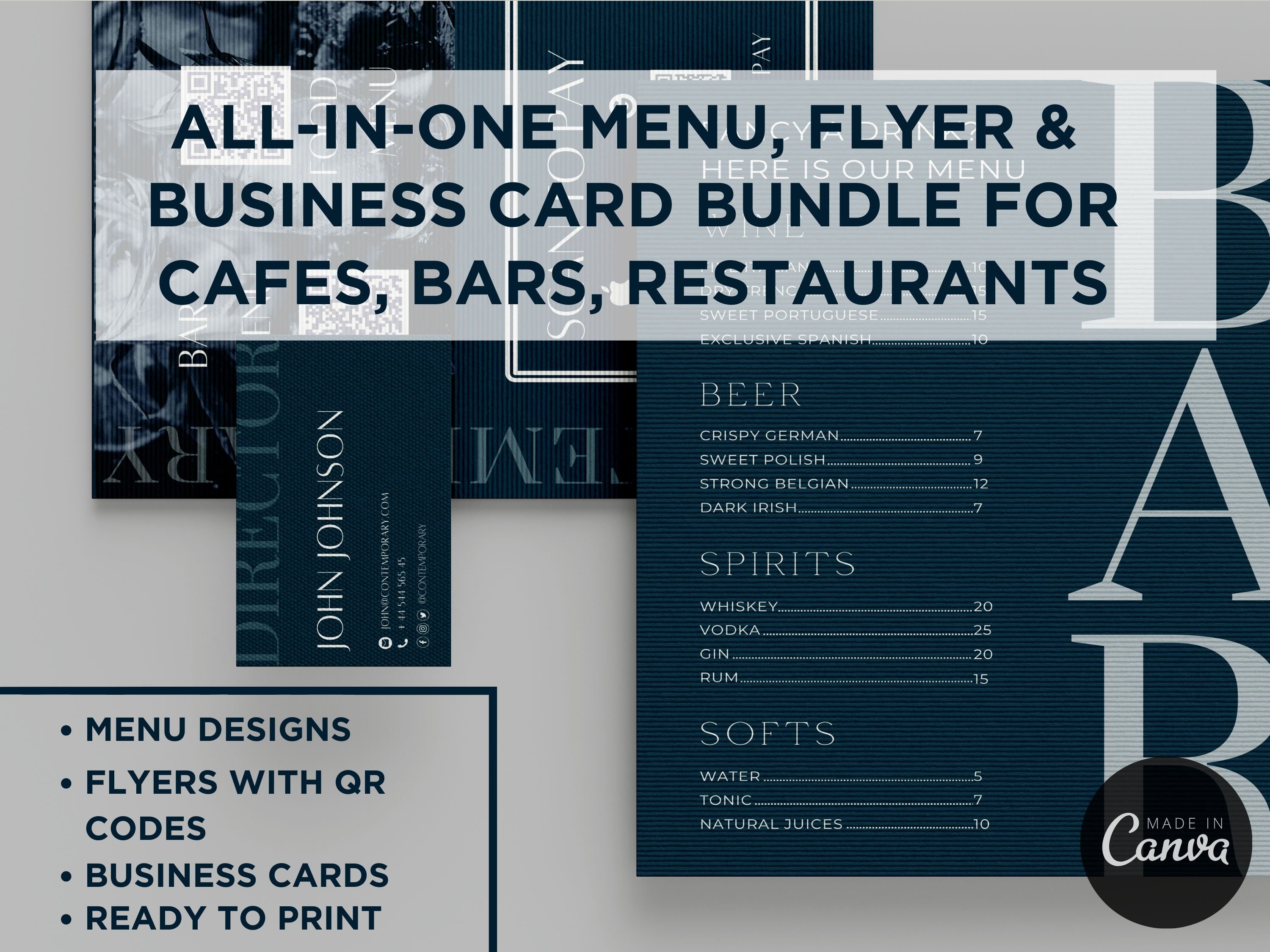 Restaurant Menu Template Cover Food Menu Canva Menu Card - Etsy