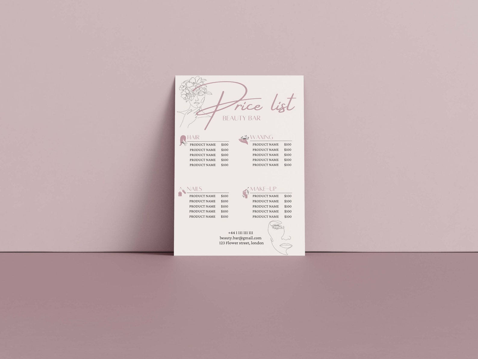 Editable Beauty Salon Price List Template, Editable Services Menu ...