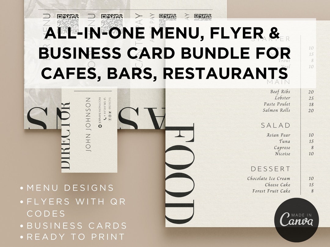 Elegant Menu Template Minimalist Menu Template Menu Flyer - Etsy