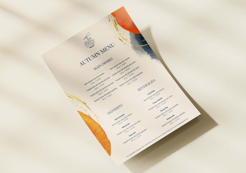 Editable Modern Menu Template / Minimalist Restaurant Menu / - Etsy