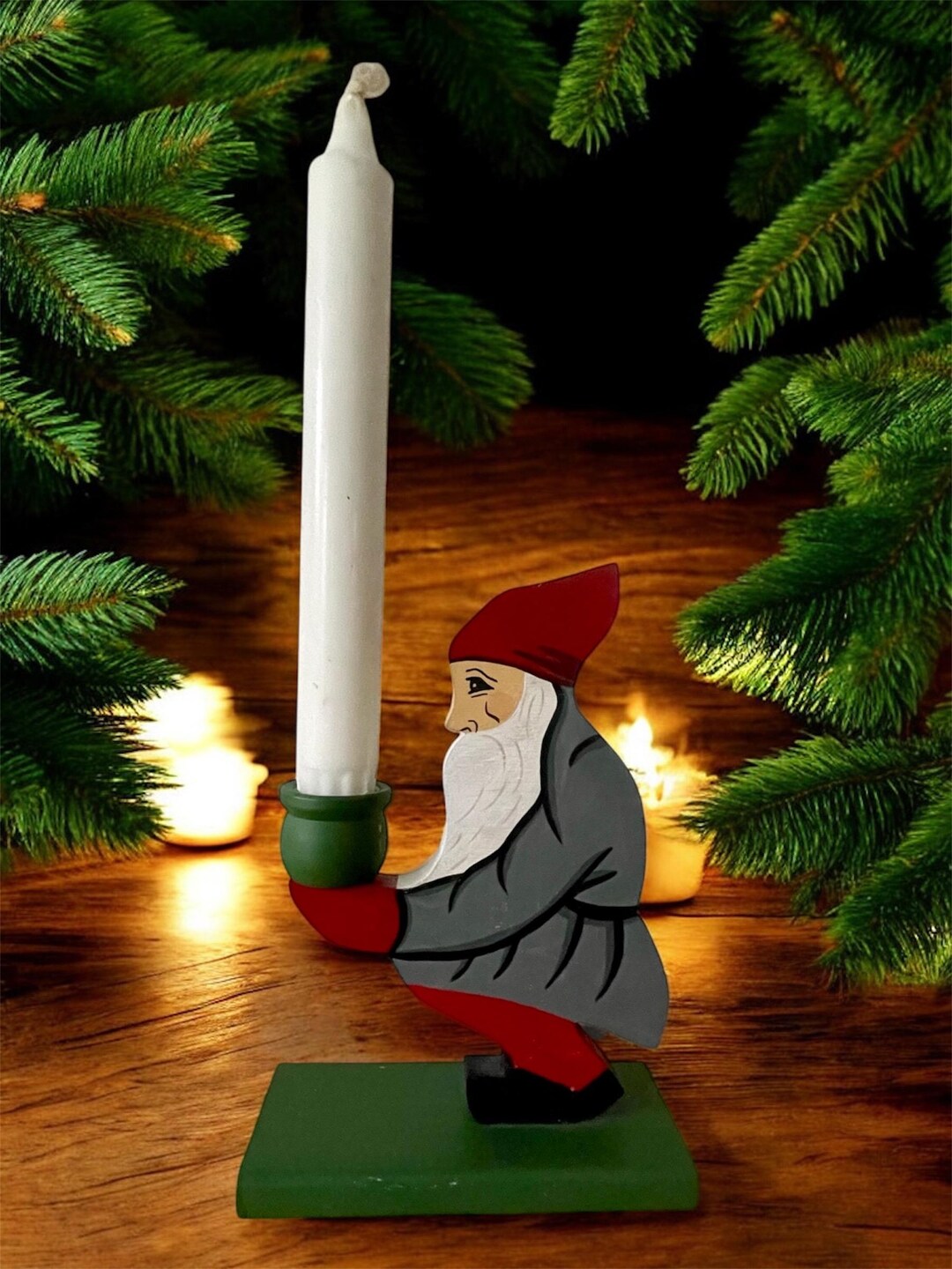 Bougeoir Tomte suédois vintage peint à la main - Décoration nordique de ...