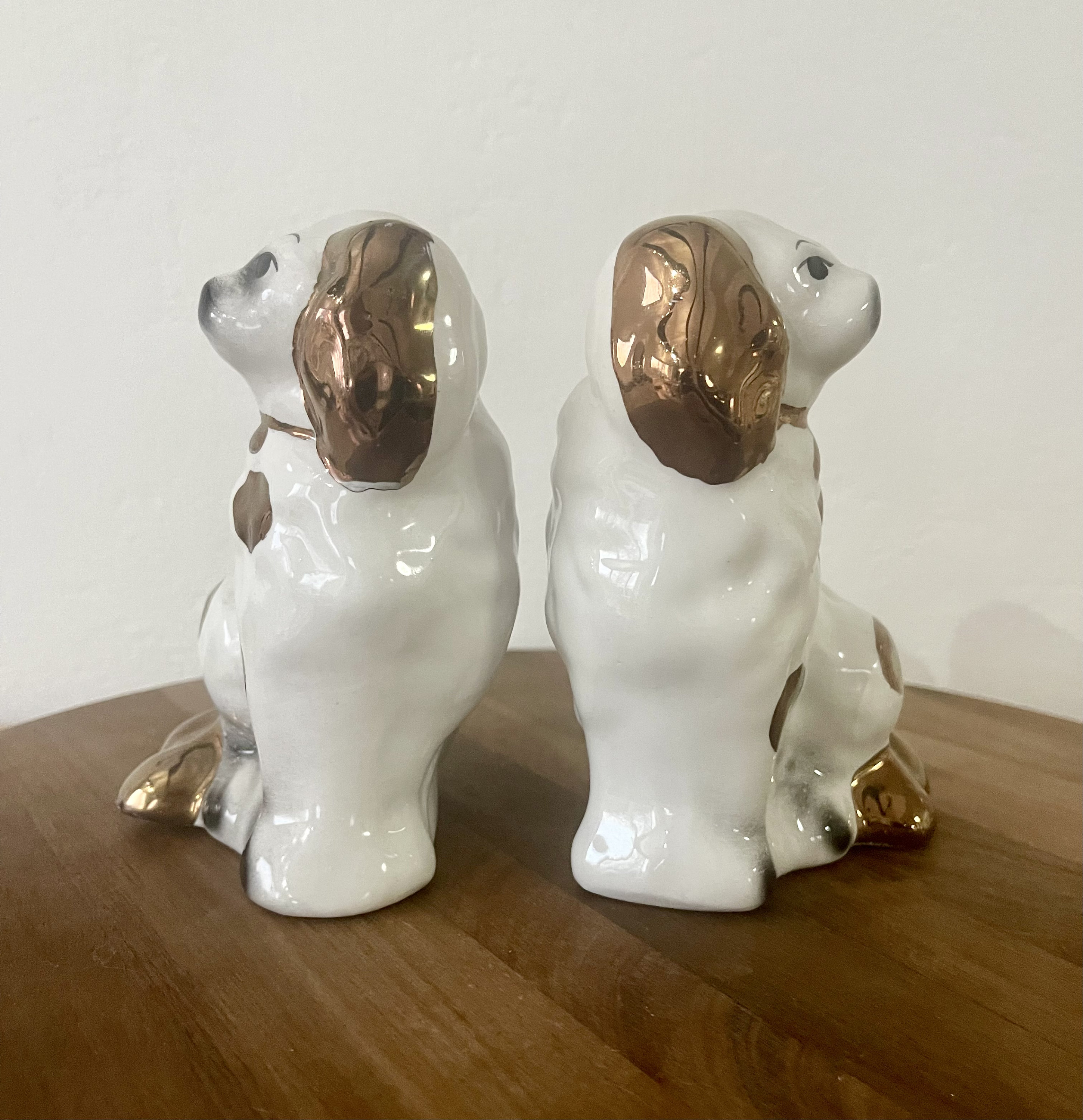 A Pair of Semi-antique English Wally Spaniel Staffordshire Dogs Mantle ...