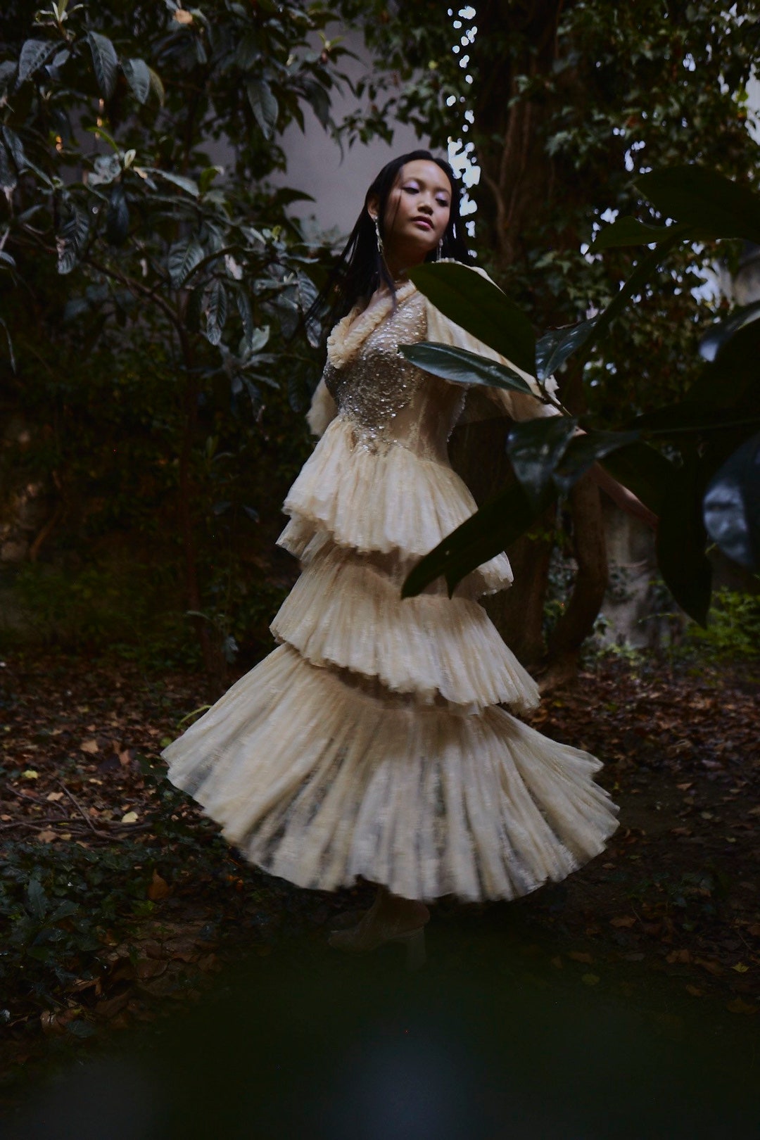 Cream Color Lace Fabric Shiny Stones Details Vintage Style Dress - Etsy