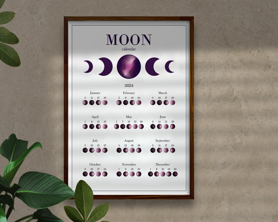 MOON CALENDAR 2024 Printable Poster Lunar Calendar Moon - Etsy UK