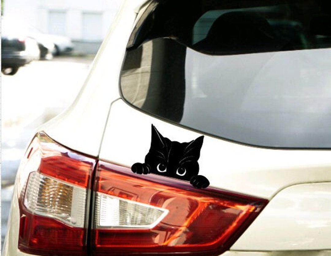 Cat Decal, New Peeking Black Cat, Vinyl, Cat Window Sticker, Car, Truck ...