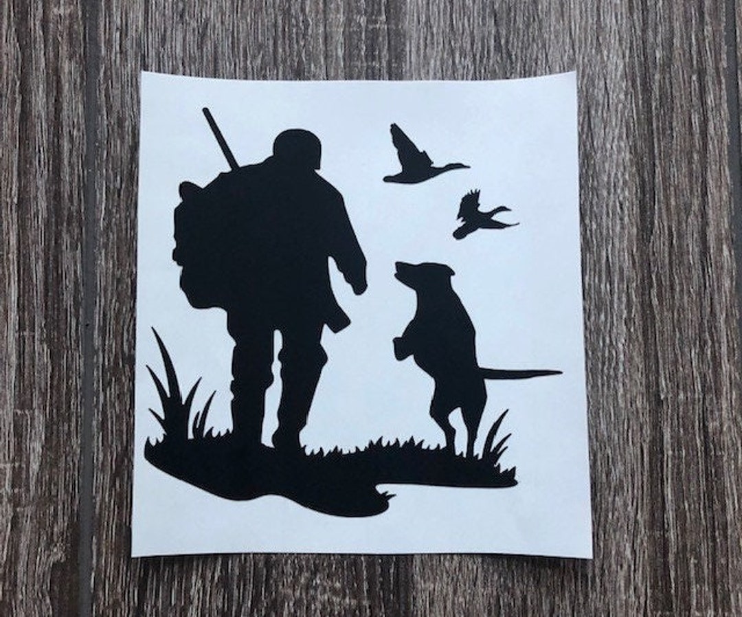Hunter Vinyl Car Decal, Hunter With Dog Bumper Sticker, Vinyl Hunting ...
