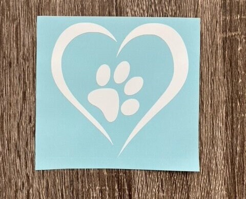 Heart Paw Print Car Decal Vinyl Paw Print Sticker Pet Mom - Etsy