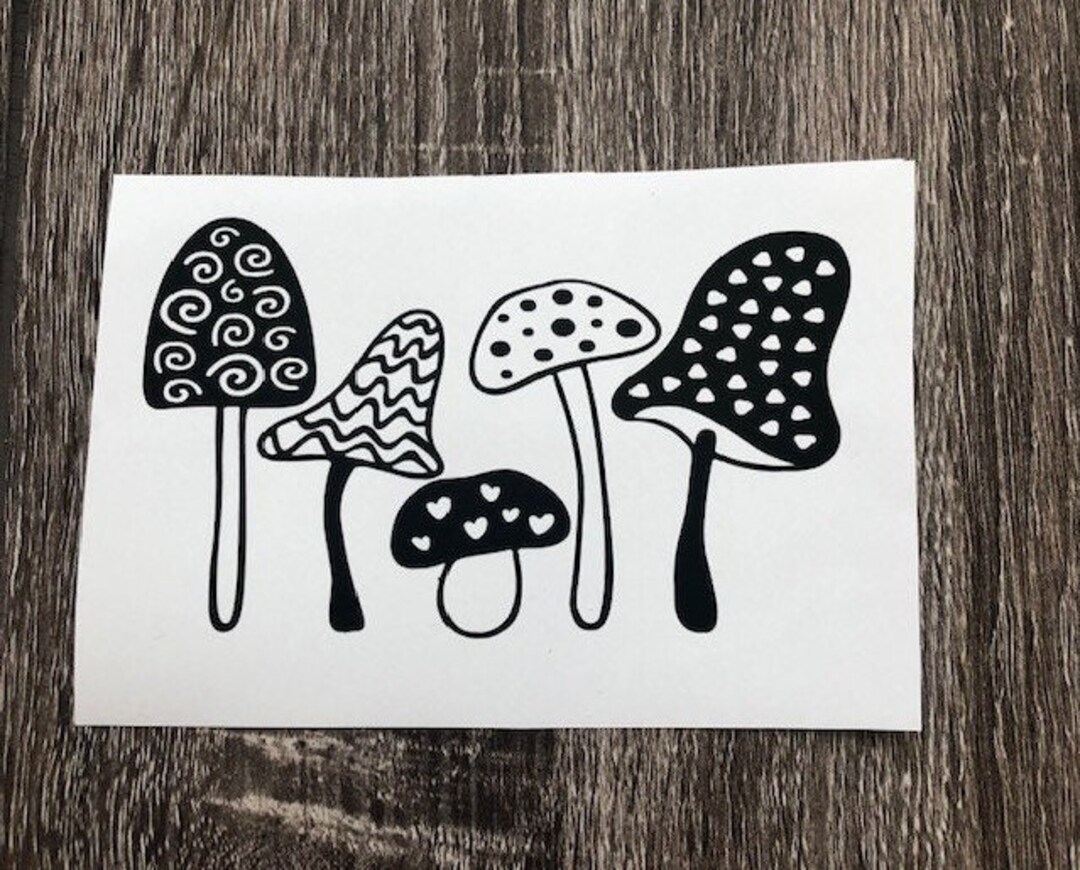 Mushroom Decal, Row of Mushrooms, Car Sticker, Window, Wall, Truck ...