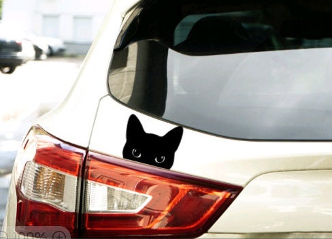 Cat Eyes Decal, Peeking Black Cat, Vinyl, Cat Window Sticker, Car ...