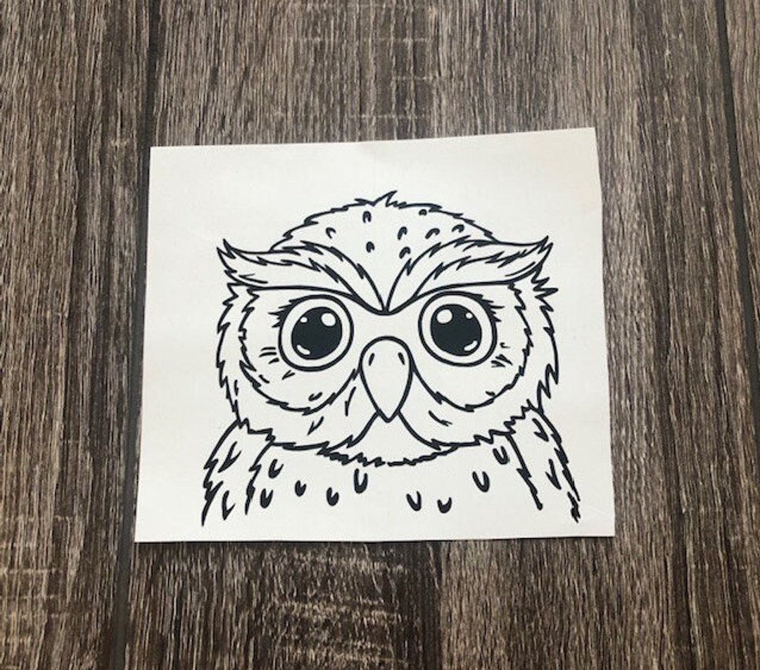 Owl Car Decal, Owl Window Sticker, Fluffy Owl, Peeking Owl, Truck, Car ...