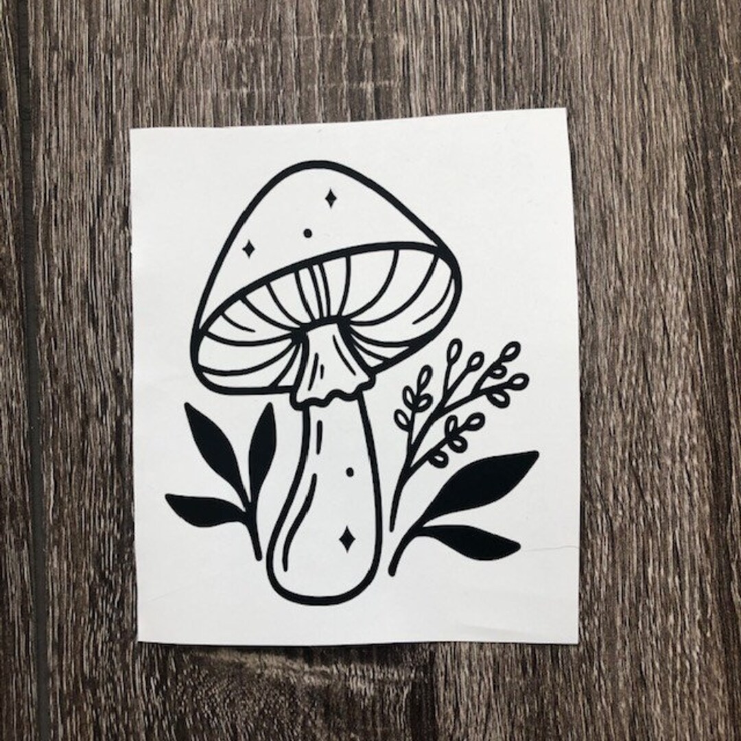 Mushroom Decal, Funky Mushroom, Celestial Toadstool, Car Sticker, Line ...