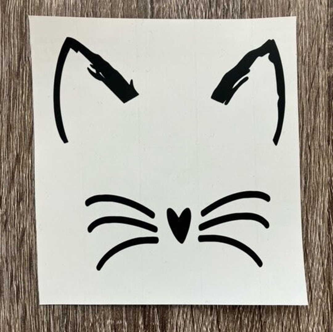 Cat Face Vinyl Car Decal, Window Sticker, Laptop, Cat Lover, Truck ...