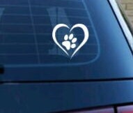 Heart Paw Print Car Decal Vinyl Paw Print Sticker Pet Mom - Etsy