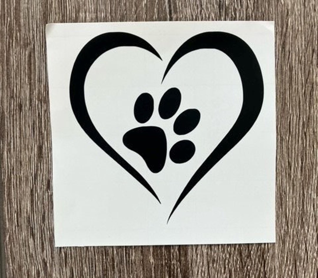 Heart Paw Print Car Decal Vinyl Paw Print Sticker Pet Mom - Etsy