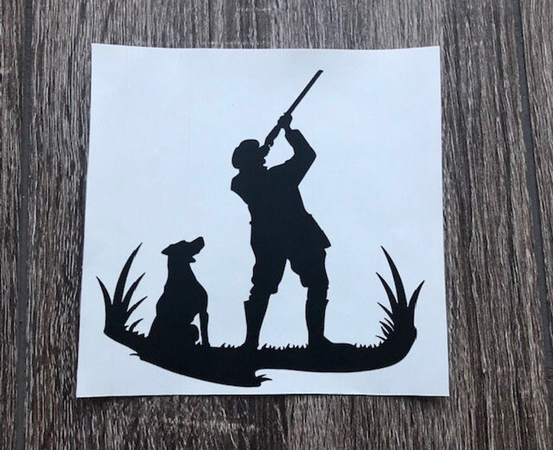 Hunter Vinyl Car Decal, Hunter With Dog Bumper Sticker, Vinyl Hunting ...