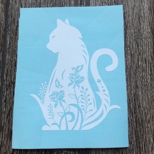 Cat Decal, Floral Cat, Vinyl, Cat Window Sticker, Car, Truck, Stowaway ...