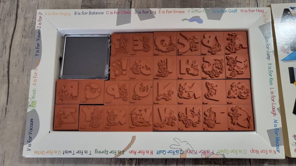 Vintage Mickey Mouse Alphabet Rubber Stamp Kit Kids Letters - Etsy