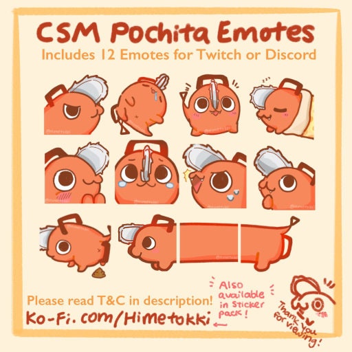 Pochita Emotes for Twitch and Discord - Etsy Australia