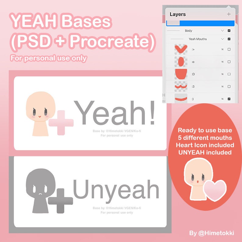 Miiverse YEAH! Sticker/button/reaction Meme Base (psd/procreate) - Etsy