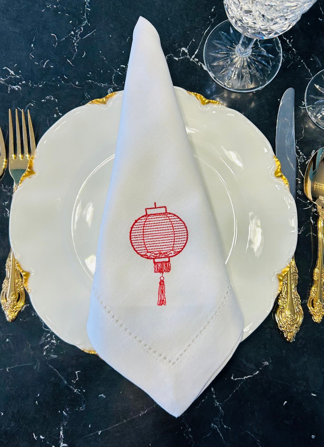 Lantern Napkin/chinese's New Year Dinner Napkin/embroidery Gifts ...