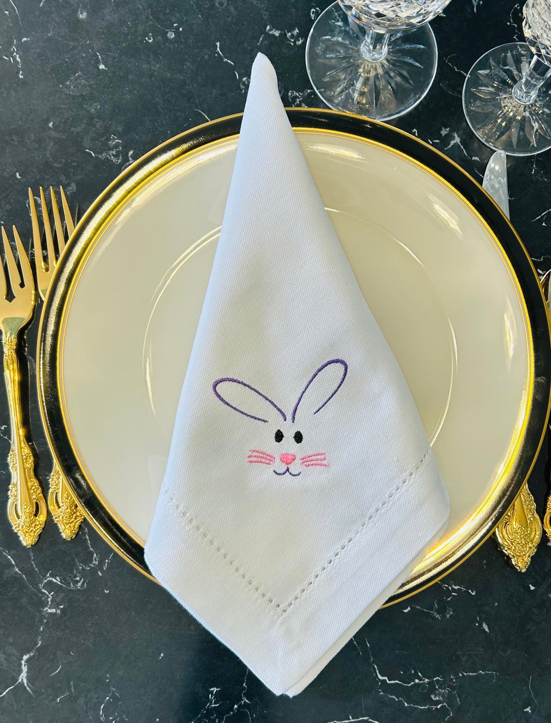 Embroidered Bunny Napkins/easter Napkins/holiday Napkins/easter Kids ...