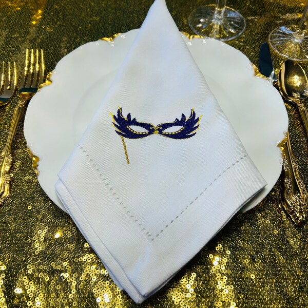 Embroidered Linen Mask - Etsy